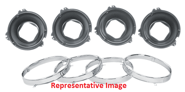 Reproduction set of 4 headlight mounting buckets and bulb...